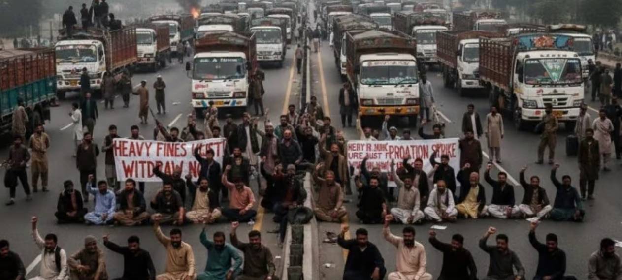 Wheel-Jam Strike In Punjab Over Heavy Traffic Fines
